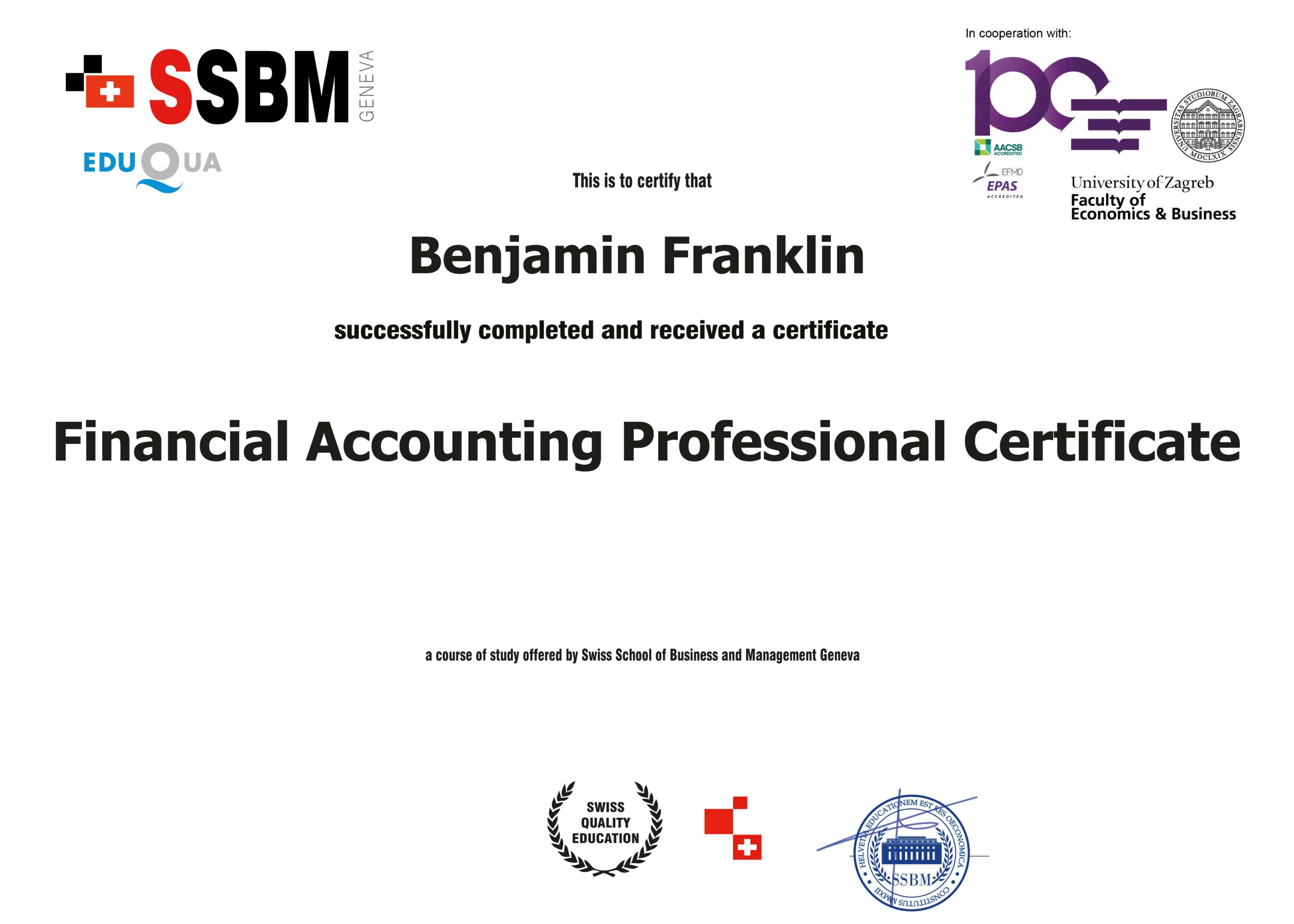 Financial Accounting Professional Certificate - Swiss School of ...