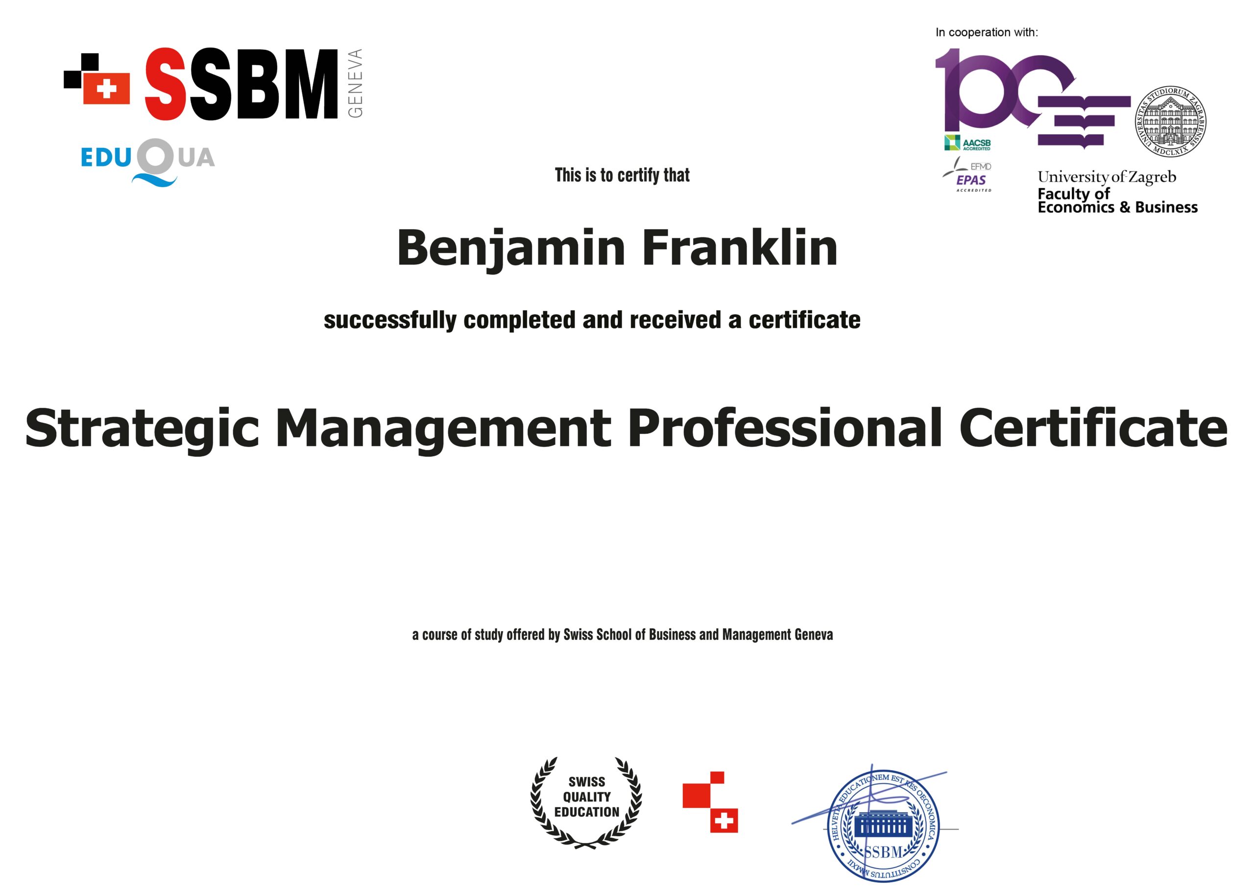 Strategic Management Professional Certificate - Swiss School of ...